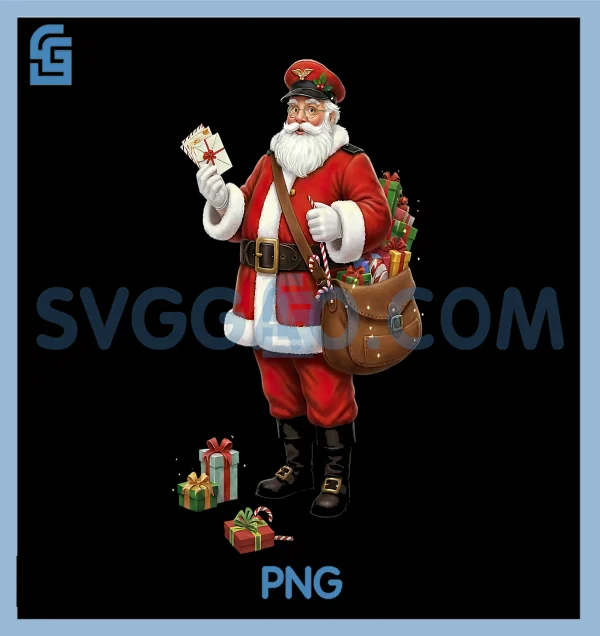 Mail Carrier Santa Christmas PNG, Graphic Postal Worker Mailman PNG ...