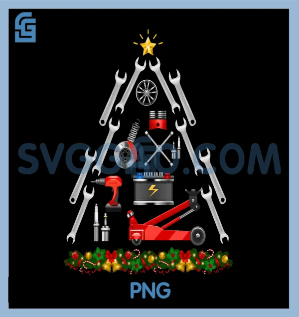 Mechanic Christmas Tree PNG, Tools Garage Car PNG, Mechanic Auto Tech ...