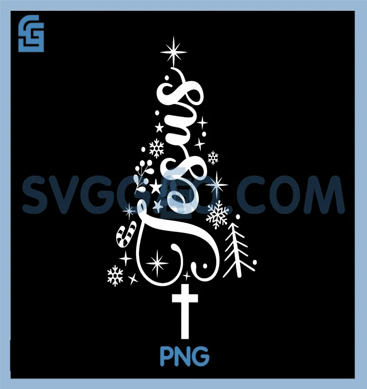 Jesus Christmas Tree PNG, Faith Christian Cross Bible Verse PNG
