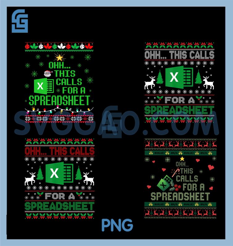 Oh This Calls For A Spreadsheet PNG Bundle, Christmas Excel Ugly Bundle ...