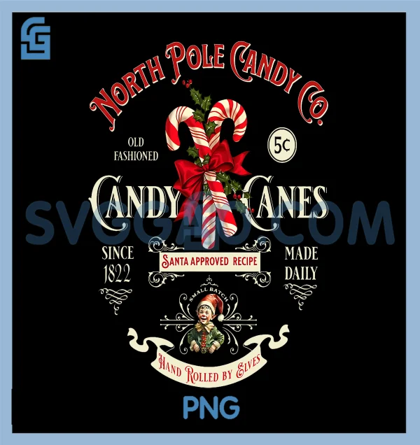 Candy Cane Company Elf Christmas PNG, Old Fashioned North Pole PNG