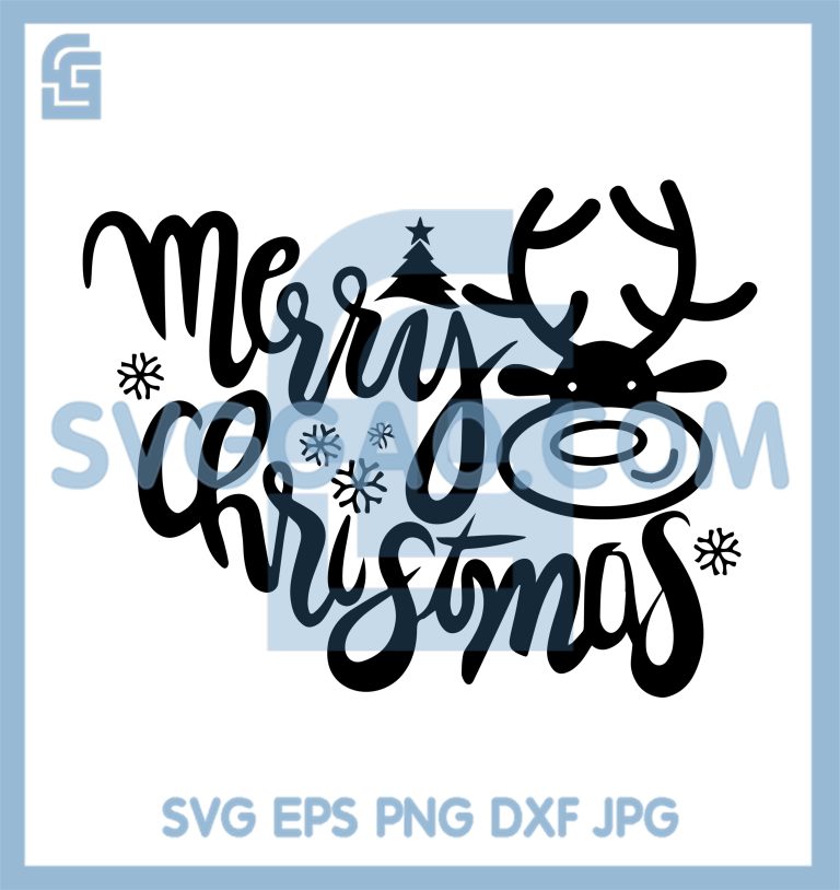 Christmas Script Reindeer SVG, Merry Snowflake Holiday Art SVG – SVGGAO