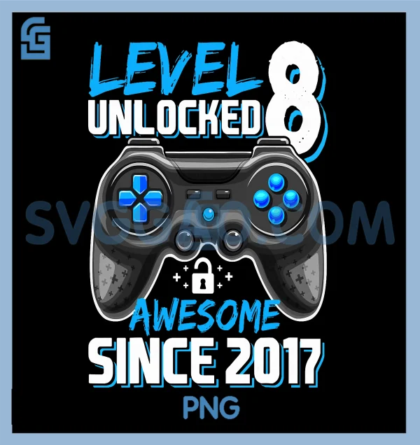 Level 8 Gamer 8 Year PNG, 8th Birthday Boy Video Game Party PNG – SVGGAO