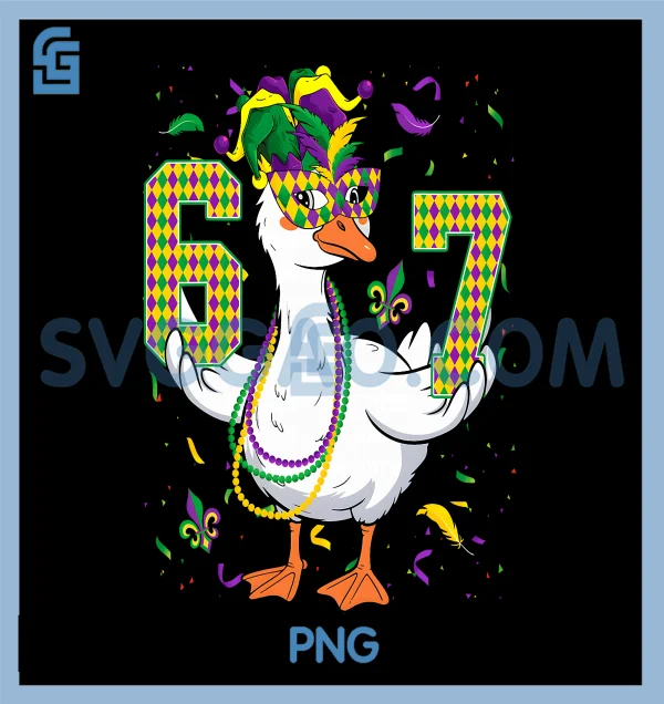 67 Meme Goose with Jester Hat PNG, Beads Mardi Gras PNG – SVGGAO