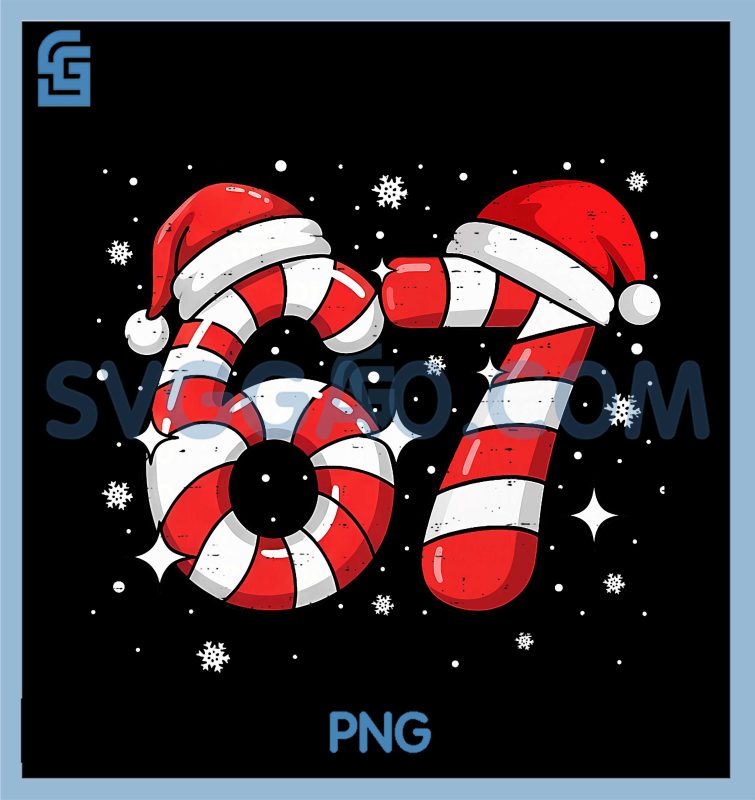 Candy Cane Christmas 6 7 PNG, 67 Meme Six Seven PNG – SVGGAO