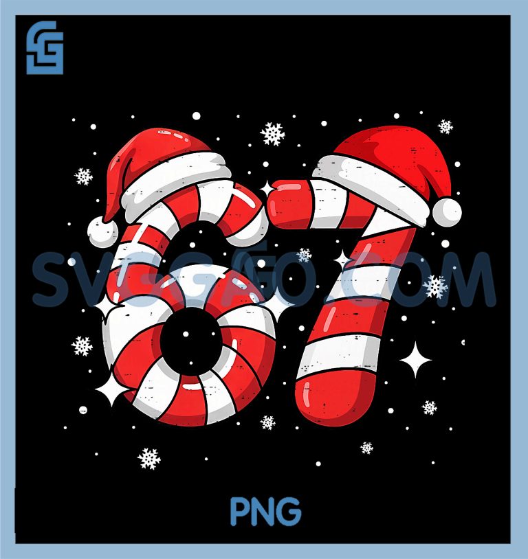 Candy Cane Christmas 6 7 PNG, 67 Meme Six Seven PNG – SVGGAO