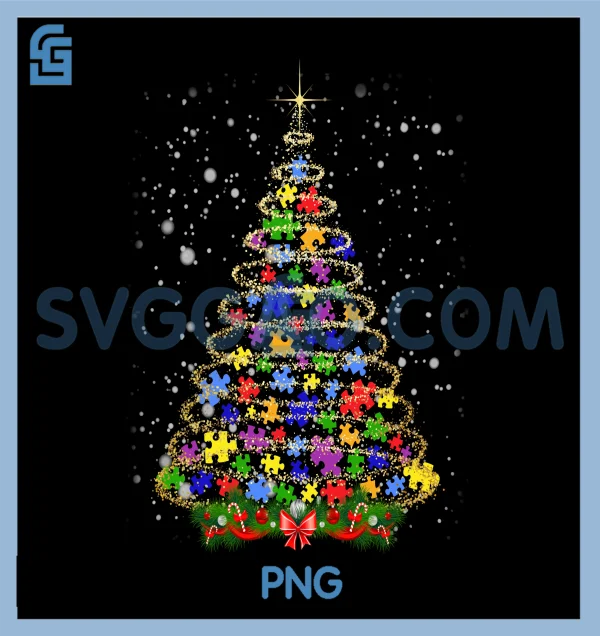 Autism Christmas Tree Lights PNG, Xmas Cute Autism Awareness PNG – SVGGAO