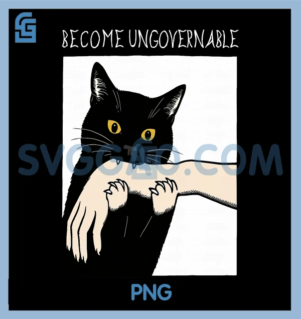 Become Ungovernable PNG, Black Cat Biting Hand Funny Meme PNG – SVGGAO