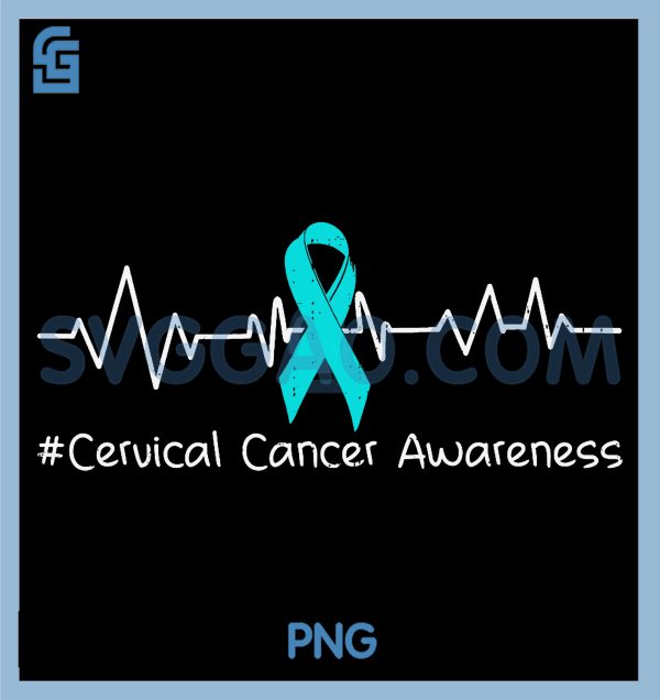 Cervical Cancer Awareness PNG, Heartbeat Ribbon Teal PNG – SVGGAO
