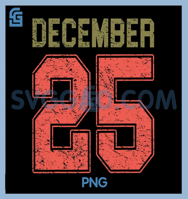 December 25 Xmas Holiday PNG, Retro Christmas PNG – SVGGAO