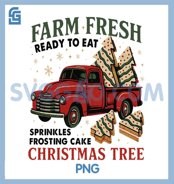 Red Truck Farm Fresh Debbie PNG, Christmas Cake Holiday PNG – SVGGAO