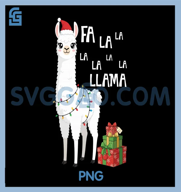 Fa La La Llama PNG, Xmas Lights PNG, Funny Llama Xmas PNG – SVGGAO
