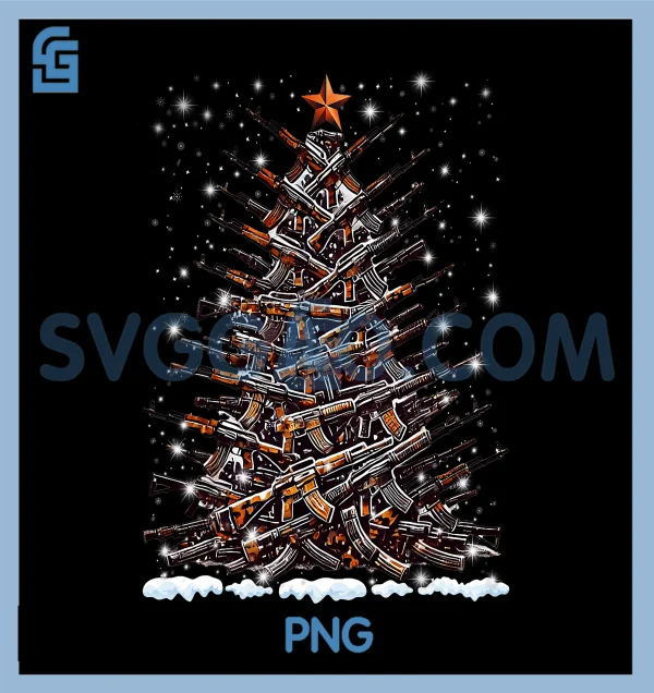 Guns Christmas Tree PNG, Funny Xmas 2024 For Gun Lover PNG – SVGGAO