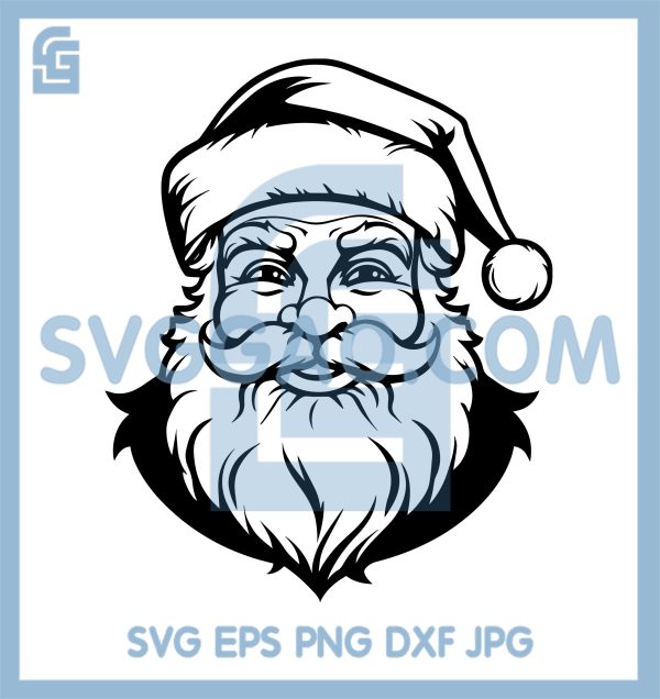 Classic Santa Claus Face SVG, Vintage Christmas Santa Head SVG