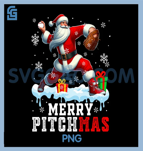 Merry Pitchmas PNG, Christmas Santa Pitcher PNG, Playing Baseball PNG ...