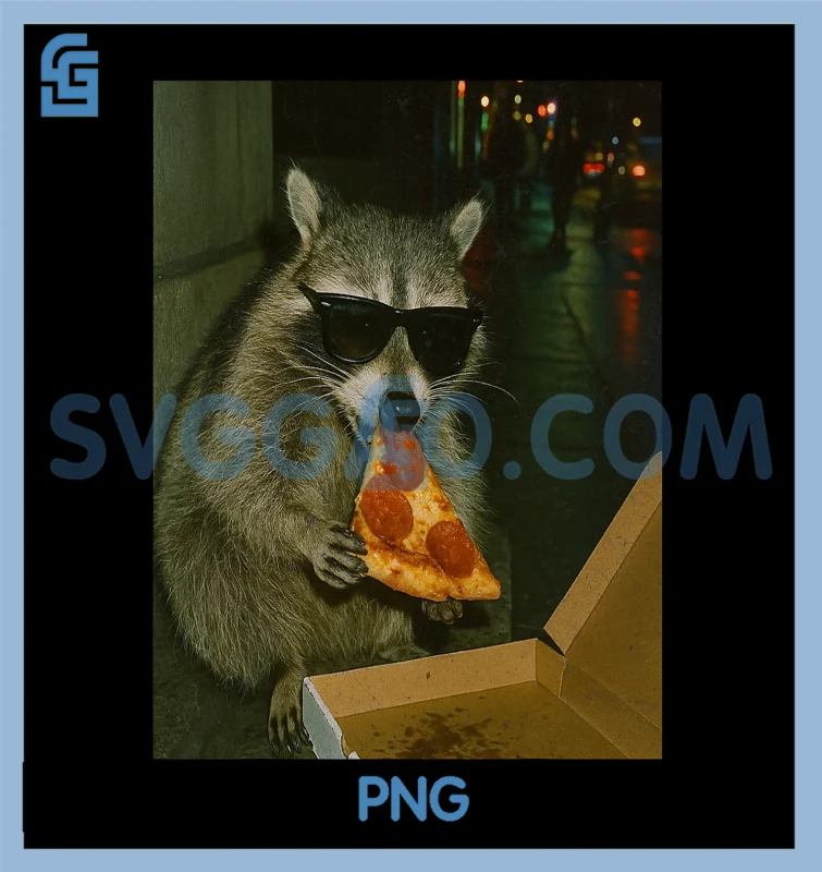 Raccoon Eating Pizza PNG, Animal Meme PNG