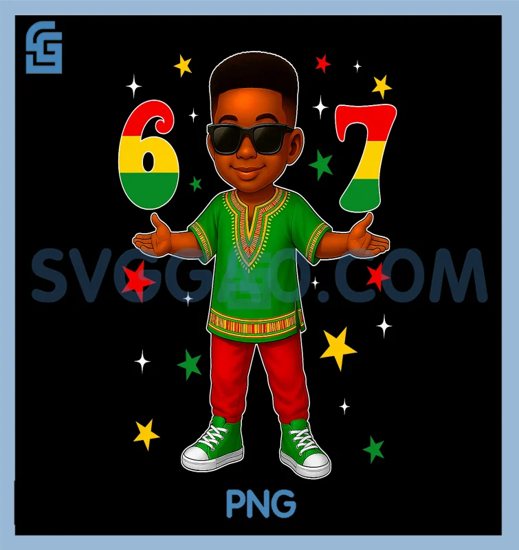 Black History Month Afro 6 7 PNG, Six Seven 6 7 Meme PNG