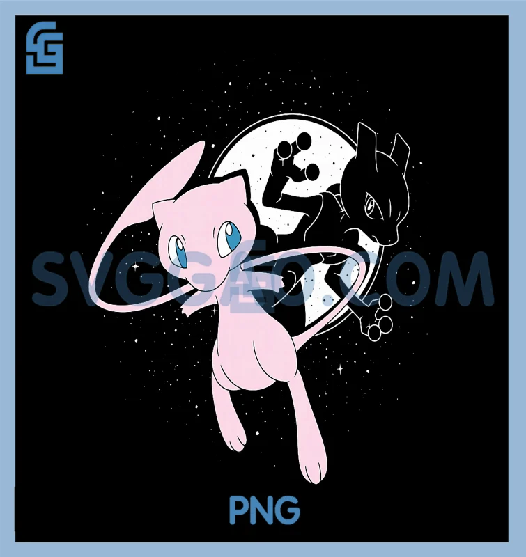 Pokémon Celestial PNG, Mew & MewTwo Moon PNG