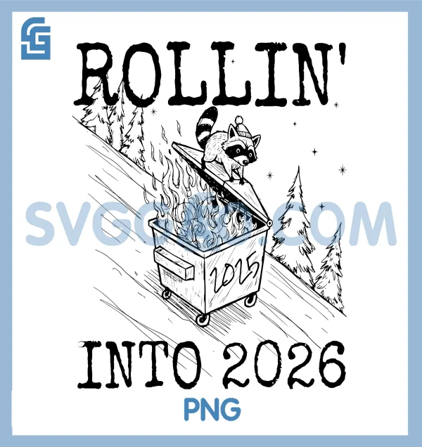 Raccoon Rolling Into 2026 PNG, Happy New Year 2026 PNG – SVGGAO