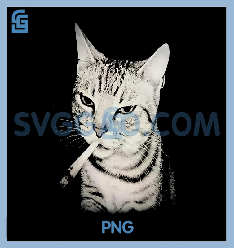 Vintage Smoking Cat Meme PNG, Cat Smoking PNG