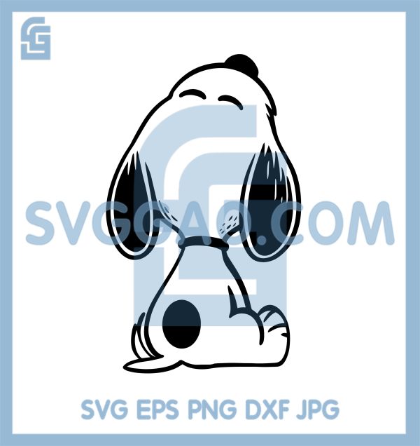 Snoopy Sitting Back SVG, Cute Cartoon Dog Line Art Design SVG – SVGGAO