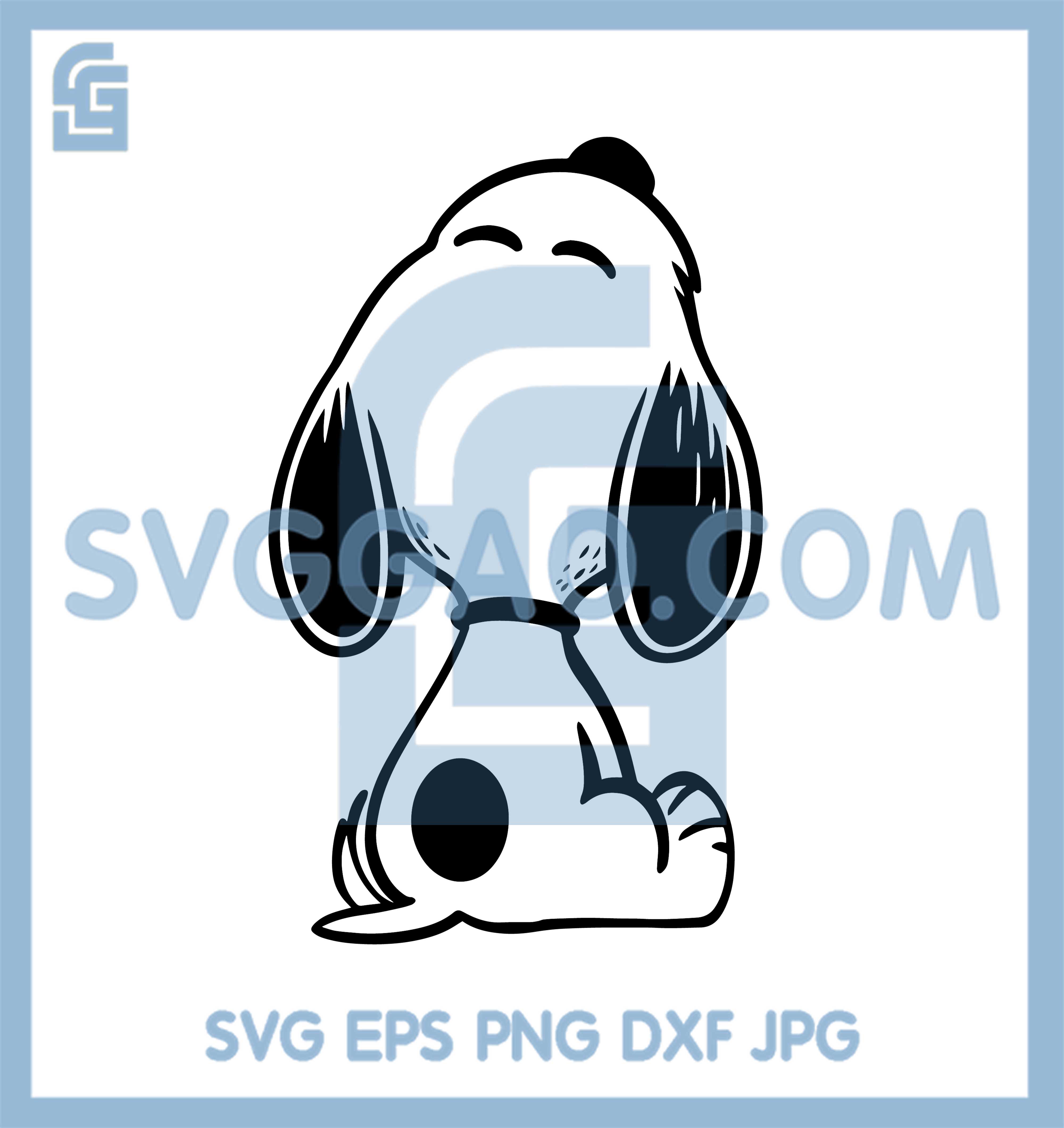 Snoopy Sitting Back SVG, Cute Cartoon Dog Line Art Design SVG