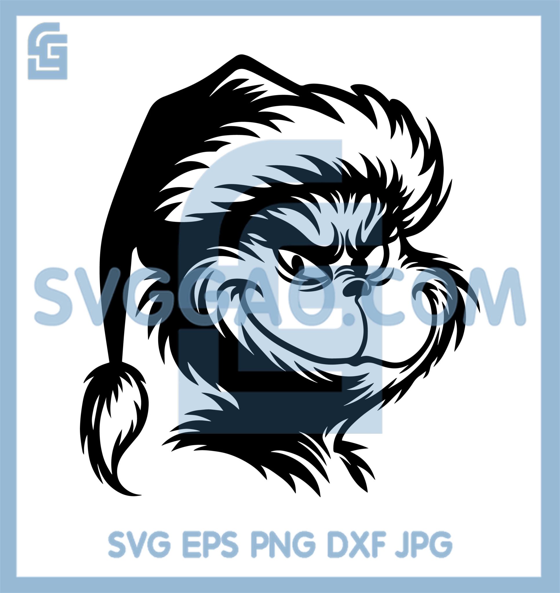 Angry Christmas Grinch SVG, Santa Hat Cartoon Holiday Art SVG