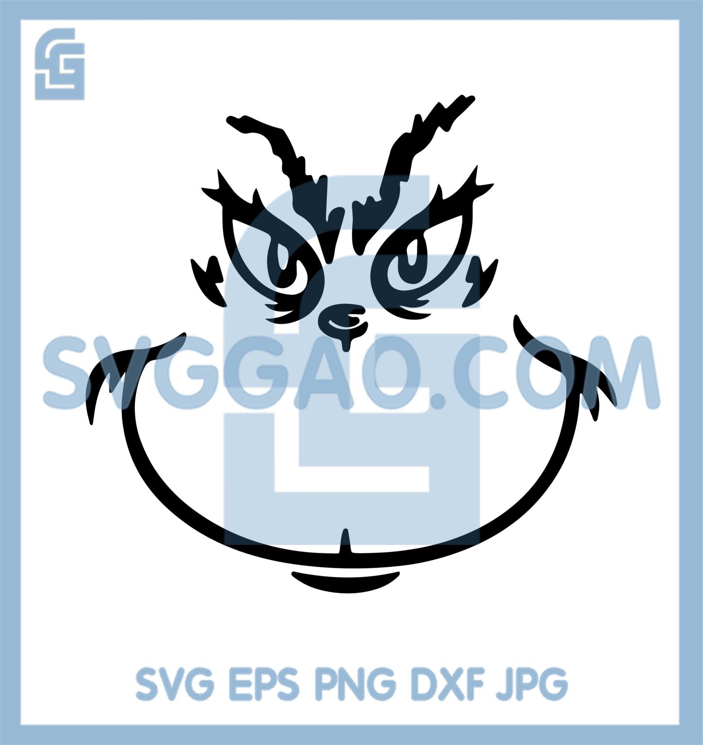 Grinch Xmas Face SVG, Angry Outline Toon Line Art Simple SVG – SVGGAO