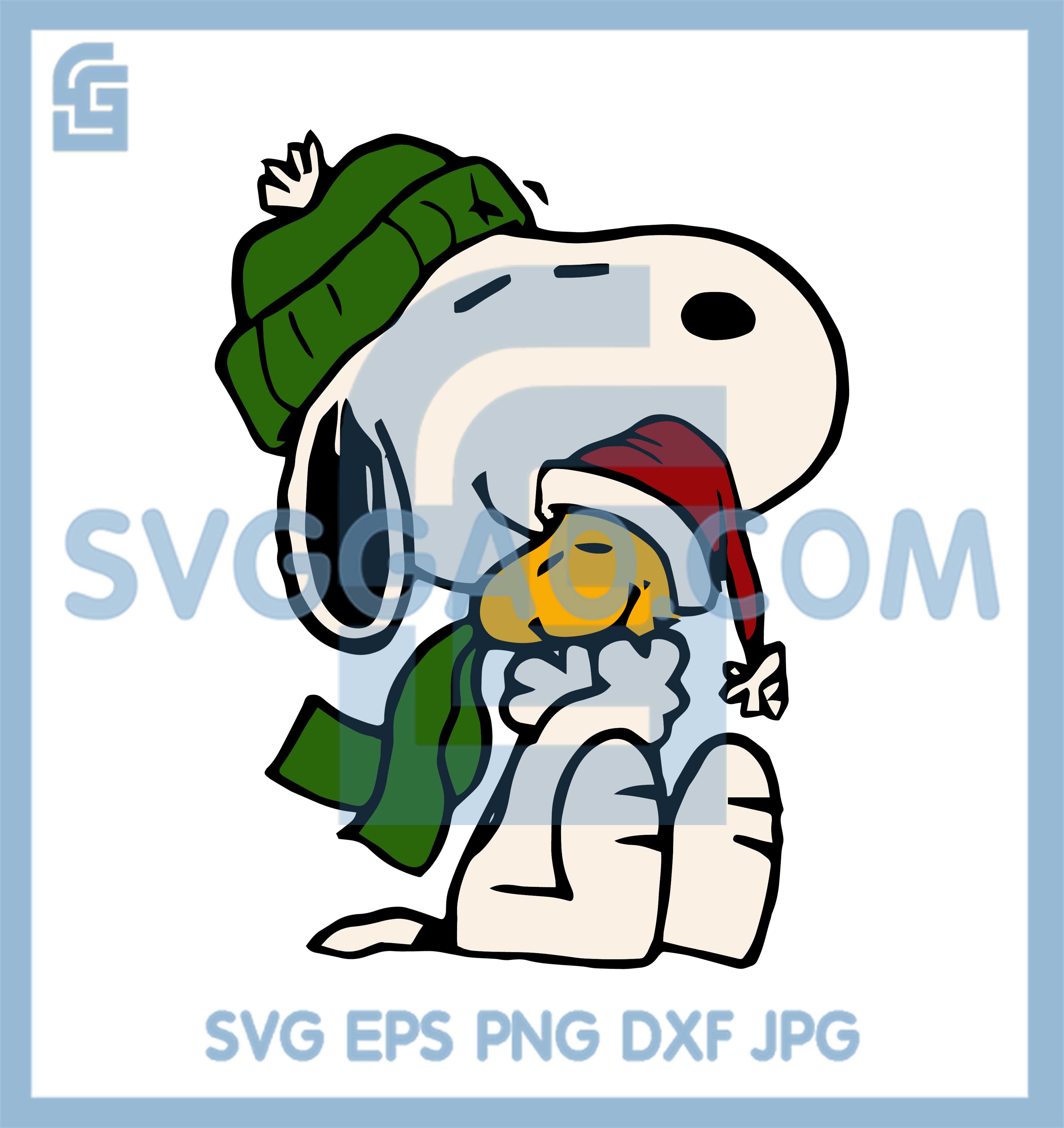 Snoopy Hug Christmas SVG, Woodstock Cute Holiday Winter SVG