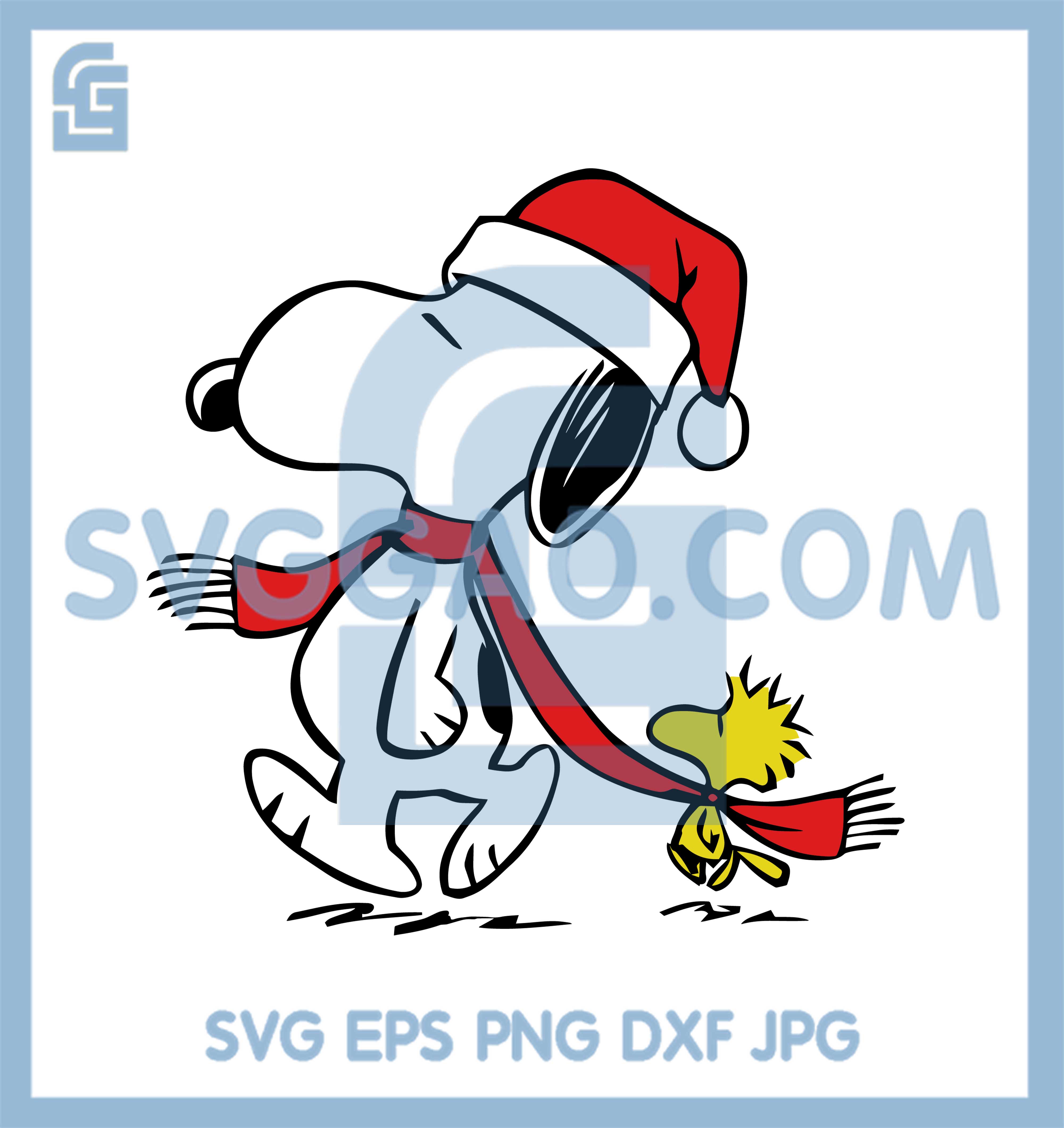 Snoopy Christmas Walk SVG, Woodstock Holiday Scarf Cute Winter SVG