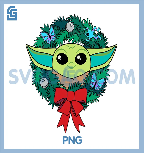 Grogu Holiday Christmas Wreath PNG, Essentials The Mandalorian PNG – SVGGAO