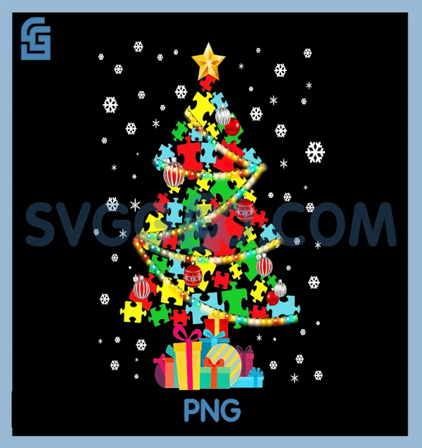 Autism Tree Christmas PNG, Autism Awareness Holiday PNG – SVGGAO