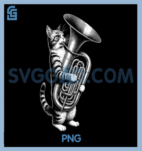 Cat Playing Tuba PNG, Marching Band Tuba Player Musician PNG – SVGGAO