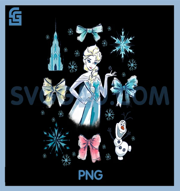 Disney Frozen Elsa PNG, Bow Watercolor Collage PNG – SVGGAO