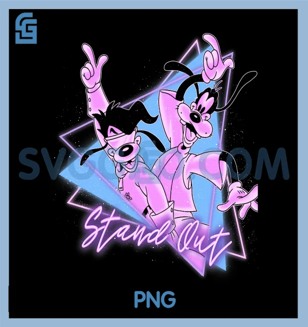 Disney Goofy And Son PNG, Retro Neon Portrait PNG – SVGGAO