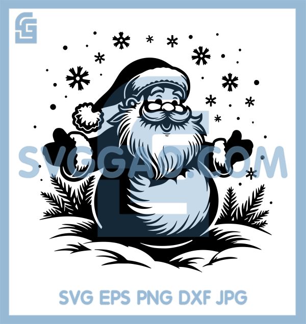 Santa Claus Snowflakes Scene SVG, Winter Christmas Santa SVG – SVGGAO