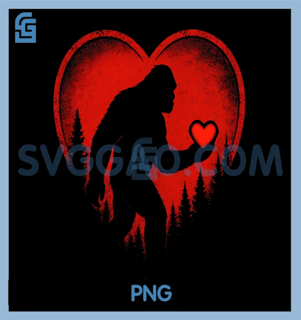 Valentins Day Sasquatch PNG, Funny Bigfoot Heart PNG – SVGGAO
