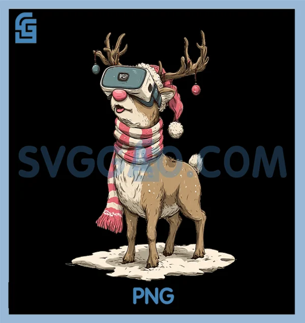 Christmas Reindeer With VR PNG, Headset For Tech Lovers PNG