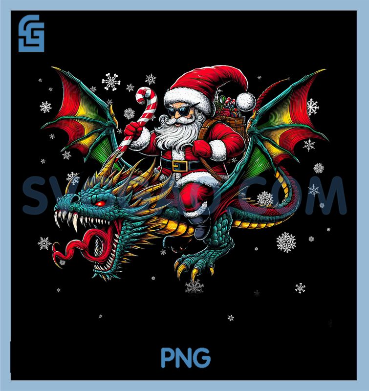 Santa Riding A Dragon PNG, Christmas Santa PNG – SVGGAO