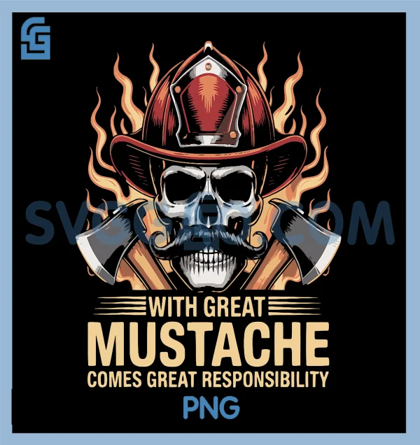 Firefighter Mustache Skull PNG, Hero Flame Axes First Responders PNG ...