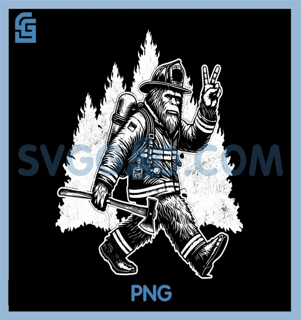 Bigfoot Firefighter PNG, Sasquatch Design PNG – SVGGAO