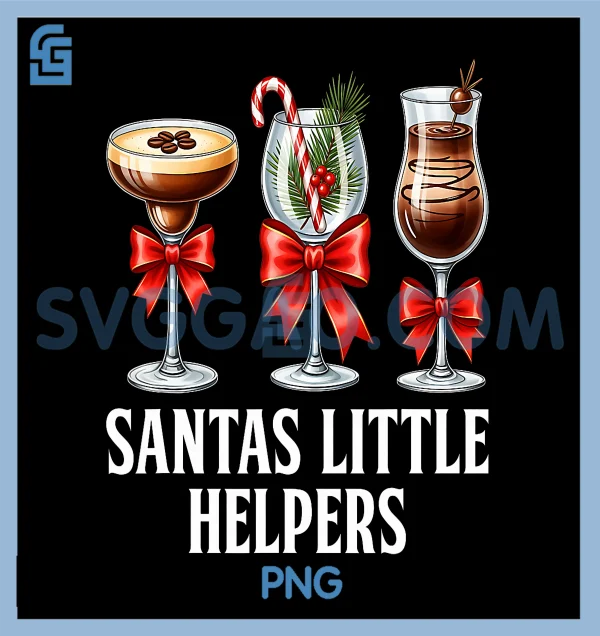 Santas Little Helper PNG, Martini Cocktail Merry Christmas PNG