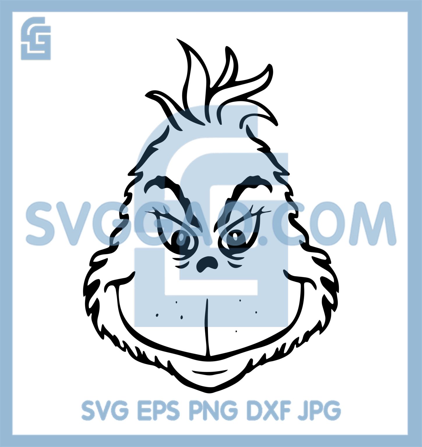 Angry Grinch Face Art SVG, Mean Christmas Villain Iconic SVG – SVGGAO