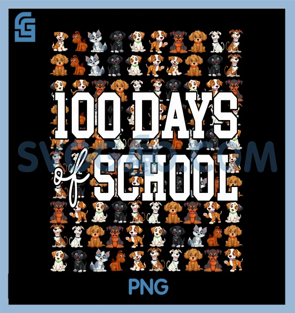 Adorable Dogs Theme For Celebrating PNG, 100 Days Of School PNG