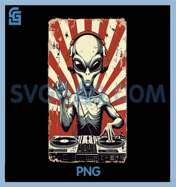 Alien EDM Electronic Music DJ PNG, Funny Space Area 51 Rave UFO PNG ...