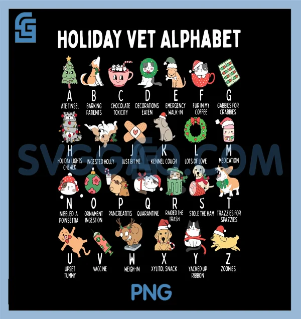 Holiday Vet Alphabet PNG, Veterinary Medicine Christmas Vet Med PNG ...