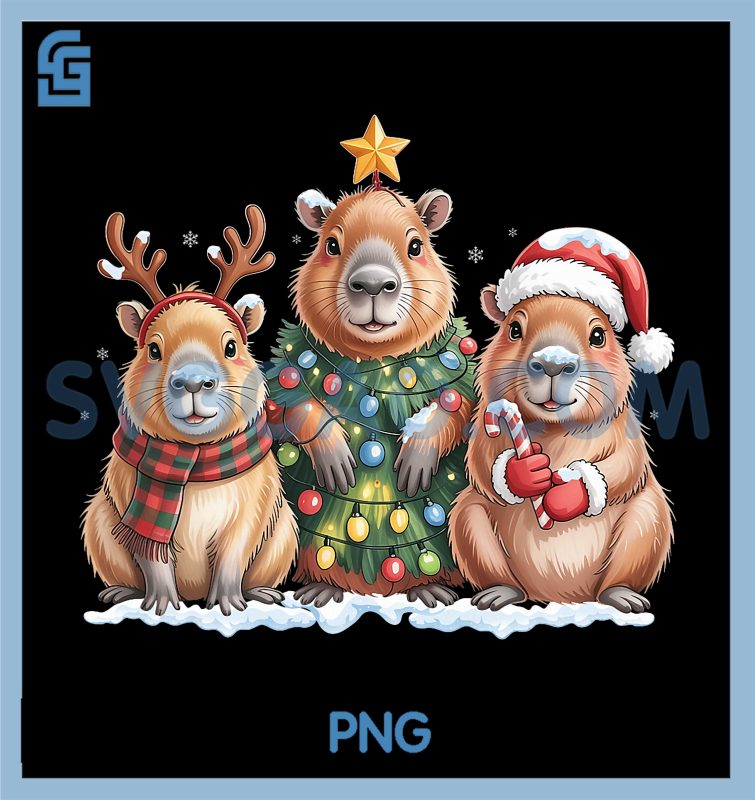 Cute Capybara Christmas PNG, Xmas Pj Capybara Animal PNG