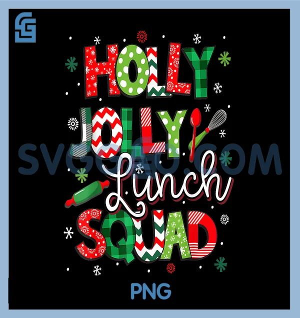 Jolly Lunch Squad PNG, Funny Lunch Lady PNG, Christmas Lunch Lady PNG