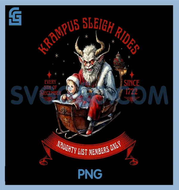Krampus Sleigh Rides PNG, Merry Krampus Christmas Xmas Horror PNG – SVGGAO