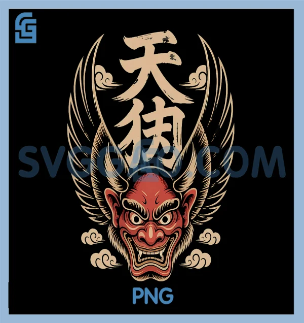 Red Winged Tengu PNG, Japanese Demon Mask PNG – SVGGAO